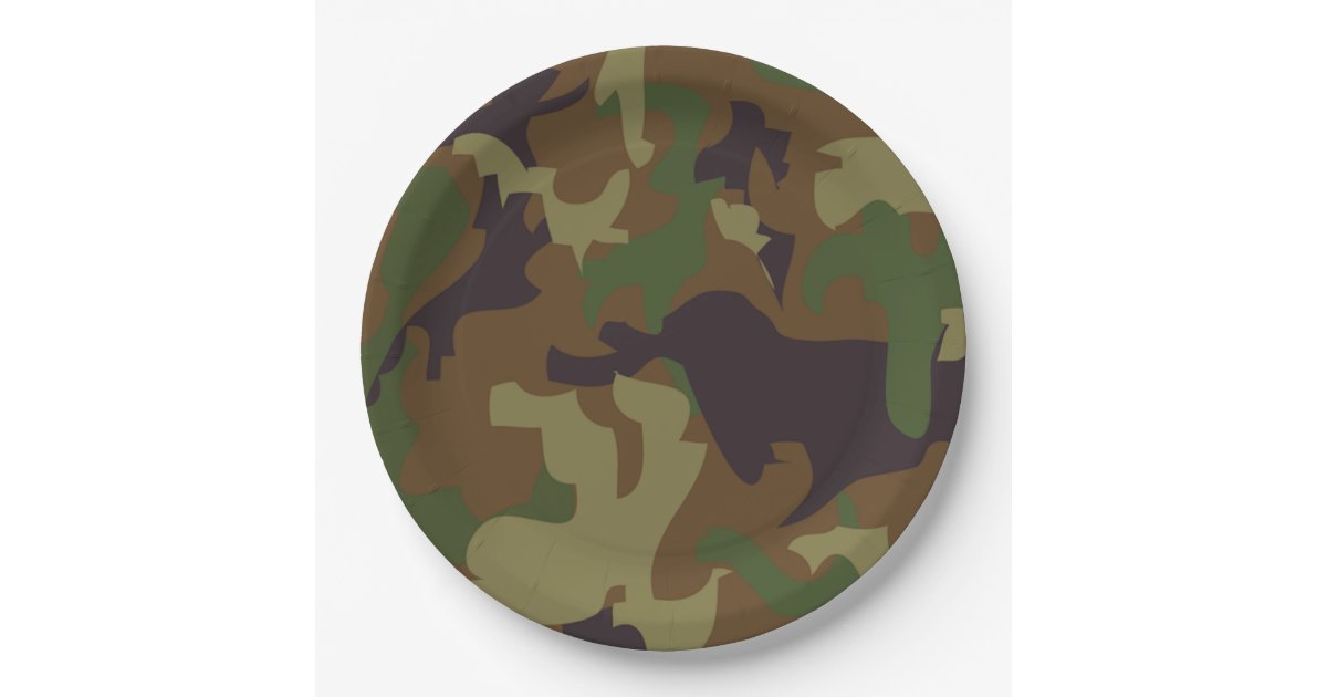 Army Green Camouflage Paper Plates | Zazzle