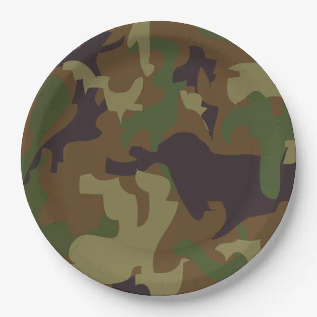 Army Green Camouflage Paper Plates | Zazzle