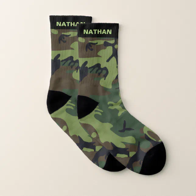 Army Green Camouflage Personalized Name Socks | Zazzle