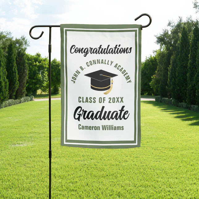 Army Green Graduate Custom Military Graduation Garden Flag | Zazzle