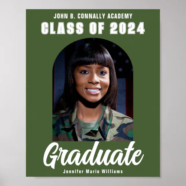 Army Green Graduate Photo Arch Graduation Party Poster | Zazzle