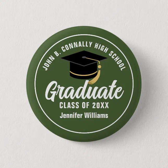 Army Green Military School Graduate Custom Name Button | Zazzle