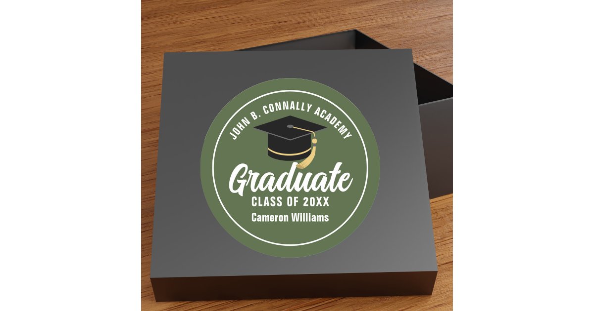 Army Green Military School Graduation Party Classic Round Sticker | Zazzle