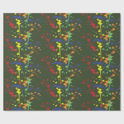 Army Green Paintball Party Splatter Wrapping Paper | Zazzle
