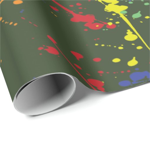Army Green Paintball Party Splatter Wrapping Paper | Zazzle