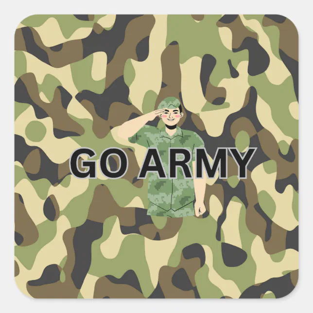 Army green uniform pattern design Square Sticker | Zazzle