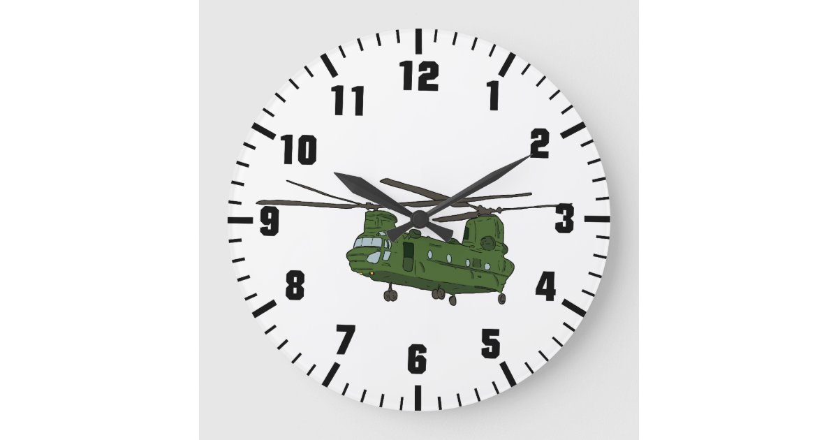 army helicopter at war large clock | Zazzle
