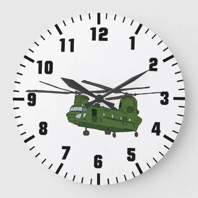 army helicopter at war large clock | Zazzle