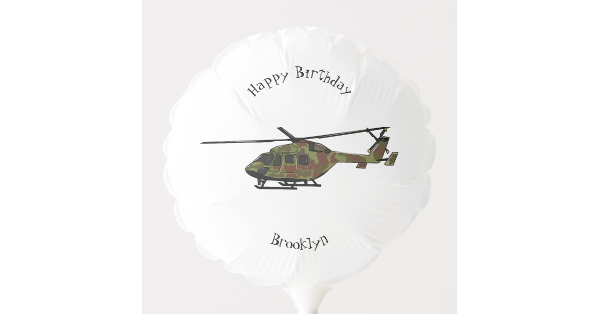 Army helicopter cartoon illustration balloon | Zazzle