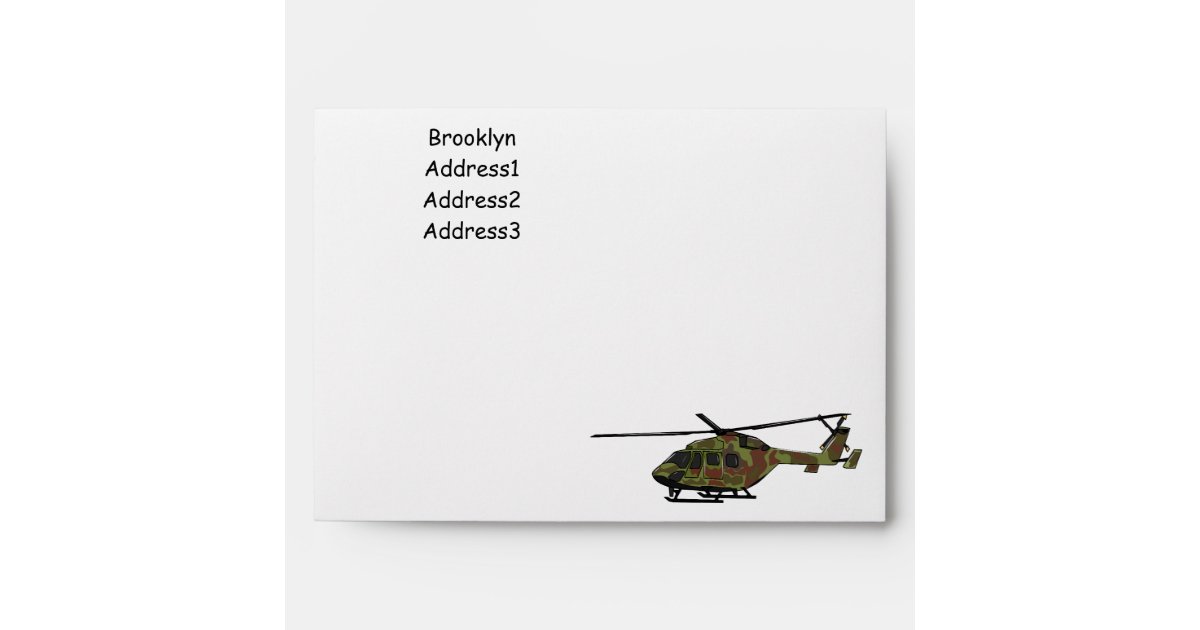 Army helicopter cartoon illustration envelope | Zazzle
