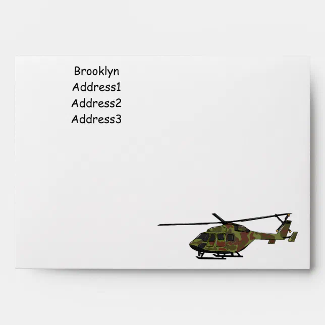 Army helicopter cartoon illustration envelope | Zazzle