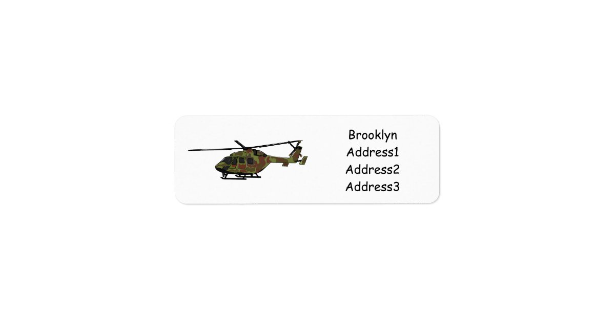 Army helicopter cartoon illustration label | Zazzle