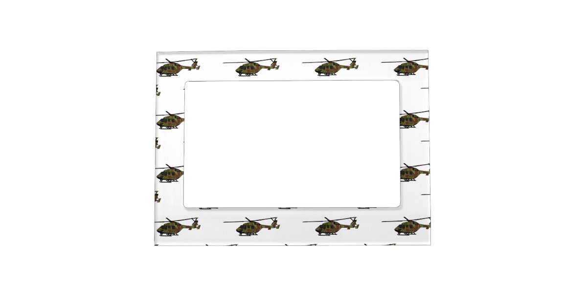 Army helicopter cartoon illustration magnetic frame | Zazzle