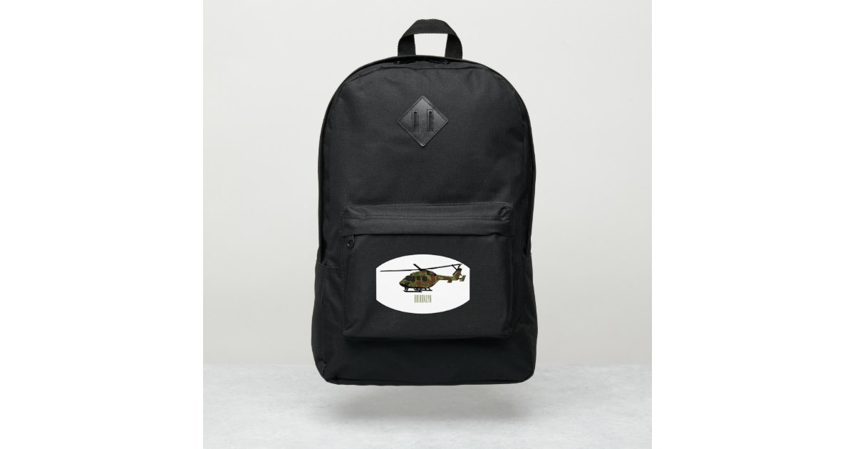 Army helicopter cartoon illustration port authority® backpack | Zazzle