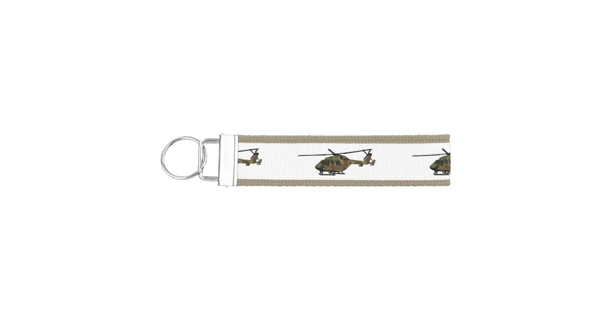 Army helicopter cartoon illustration wrist keychain | Zazzle