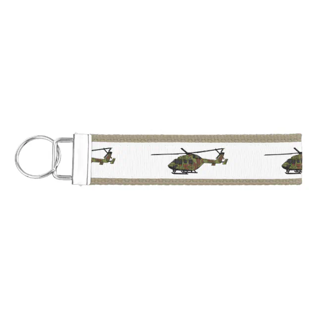 Army helicopter cartoon illustration wrist keychain | Zazzle