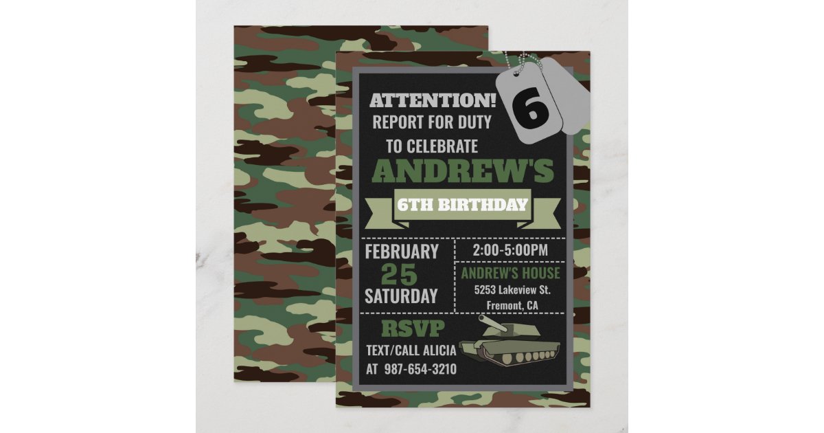 Army invitation, Camo military birthday invitation | Zazzle