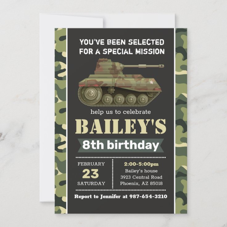 Army invitation, Camo military birthday invitation | Zazzle