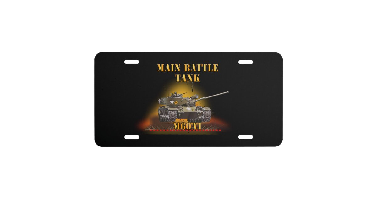 Army - Main Battle Tank - M60A1 w Fire- Right Face License Plate | Zazzle