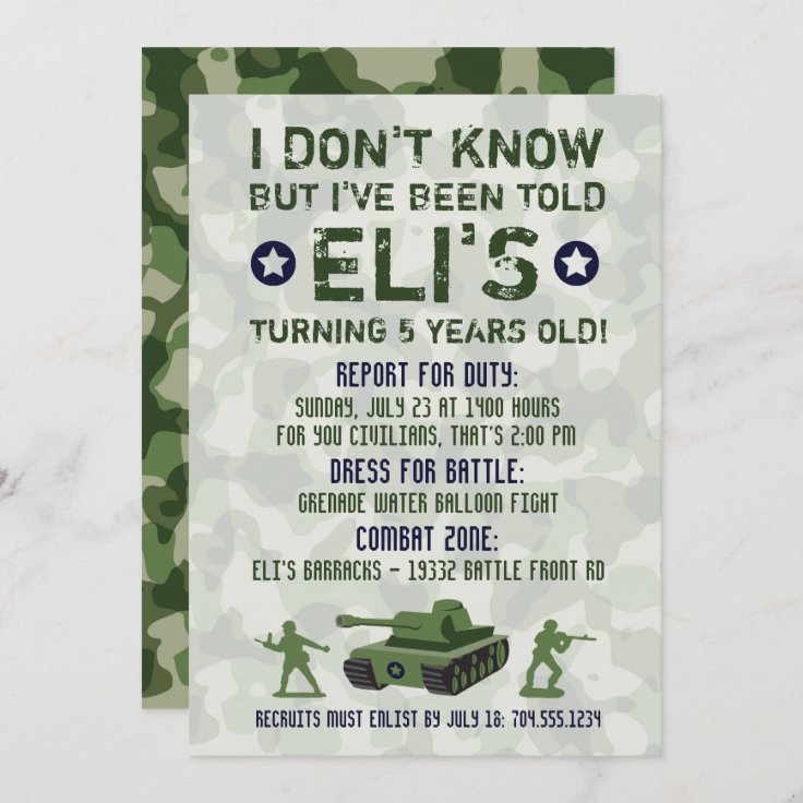 Army Military Birthday Invitation | Zazzle