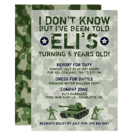 Army Military Birthday Party Invitation | Zazzle.com