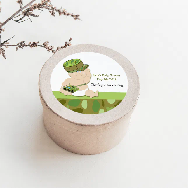 Army Military Camoflauge Baby Shower Favor Sticker | Zazzle