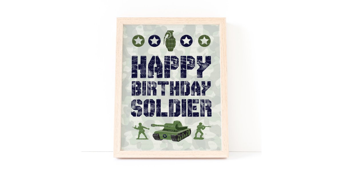 Army Military Happy Birthday Soldier Party Sign | Zazzle
