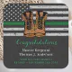 Army Military Retirement Leather Boots Green Line Square Sticker | Zazzle