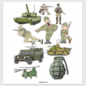 Army Military Soldiers Weapons Clipart Die Cuts Sticker | Zazzle