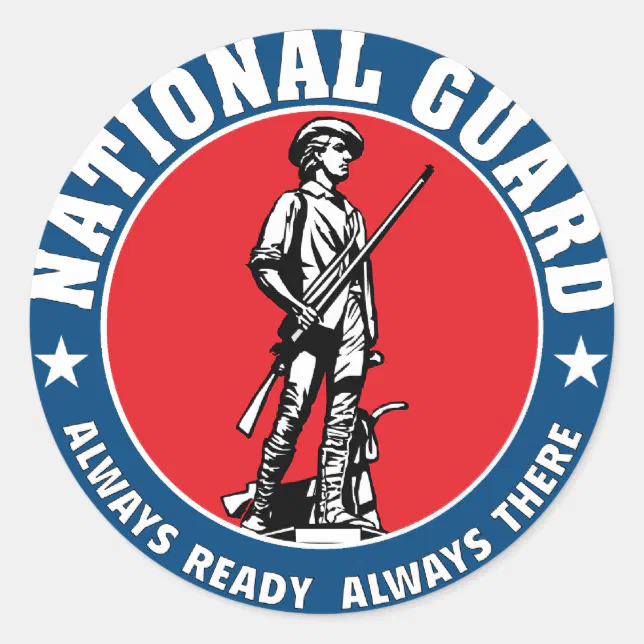 Army National Guard Minuteman Military Logo Classic Round Sticker | Zazzle