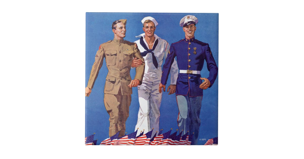 Army, Navy & Marines Tile | Zazzle