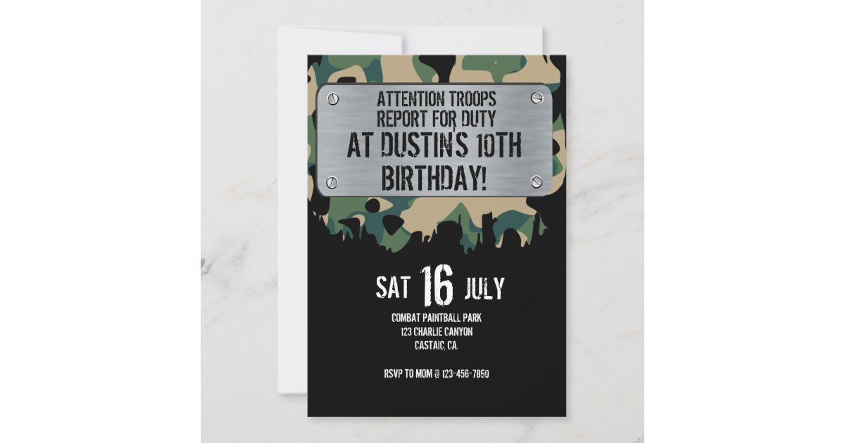ARMY PARTY, Army Birthday Invitation, Army InvitE | Zazzle