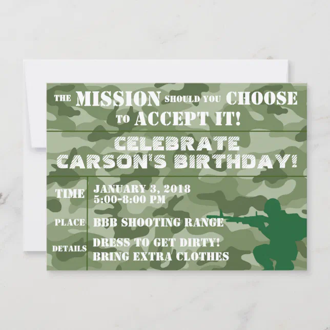 ARMY PARTY INVITATION, PAINTBALL PARTY INVITATION | Zazzle