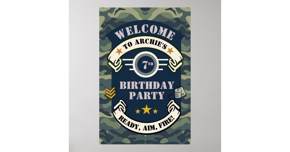 Army party sign, Camouflage welcome sign | Zazzle