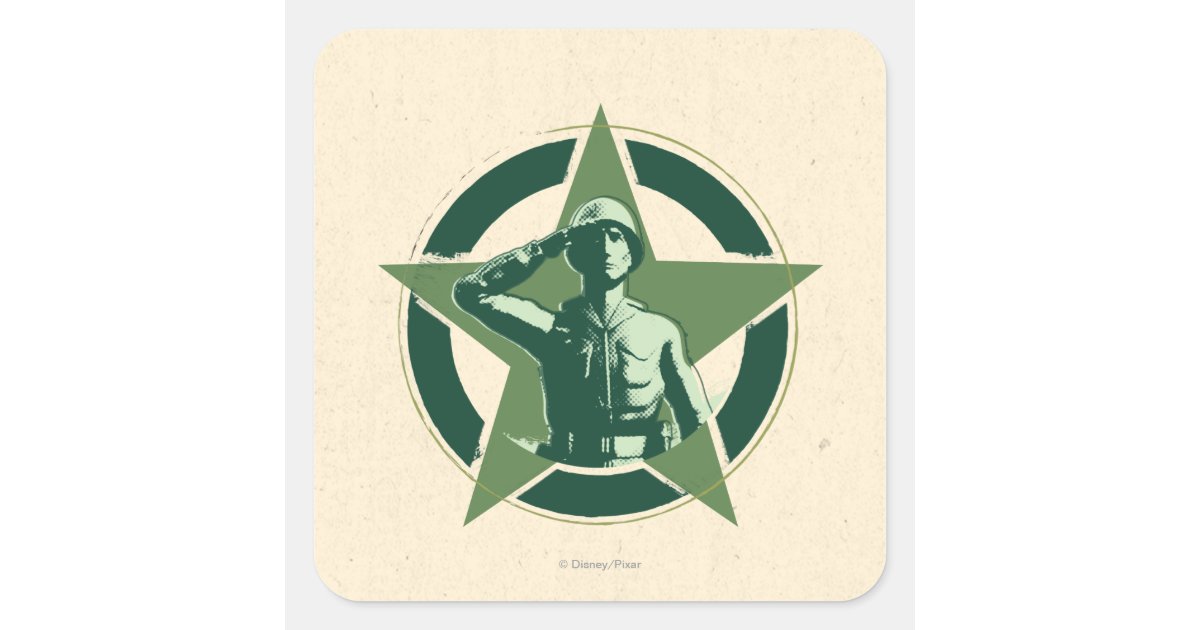 Army Sarge Salutes Square Sticker | Zazzle