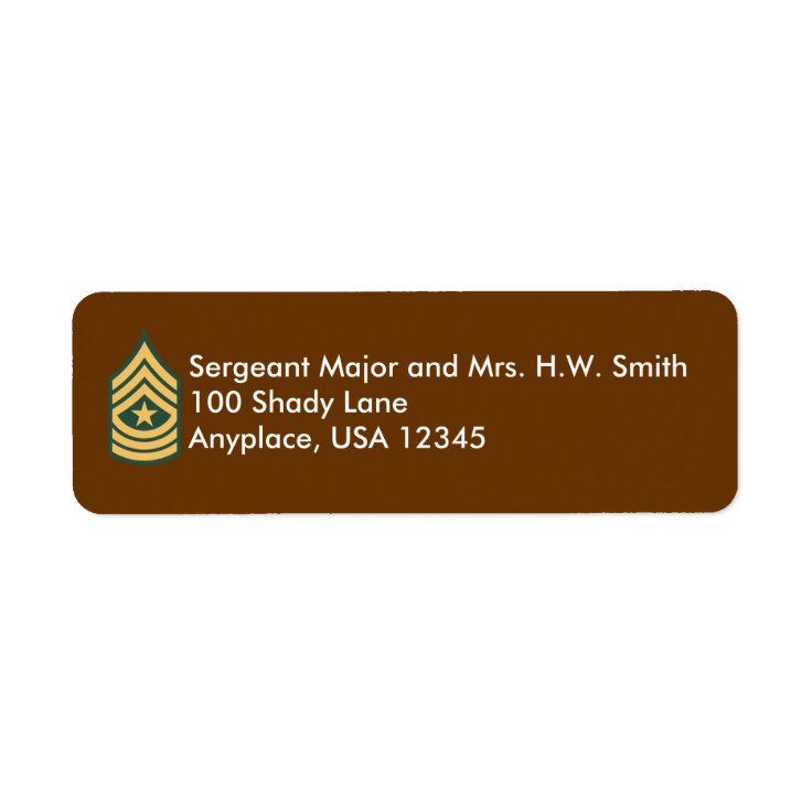 Army Sergeant Major Address Label | Zazzle