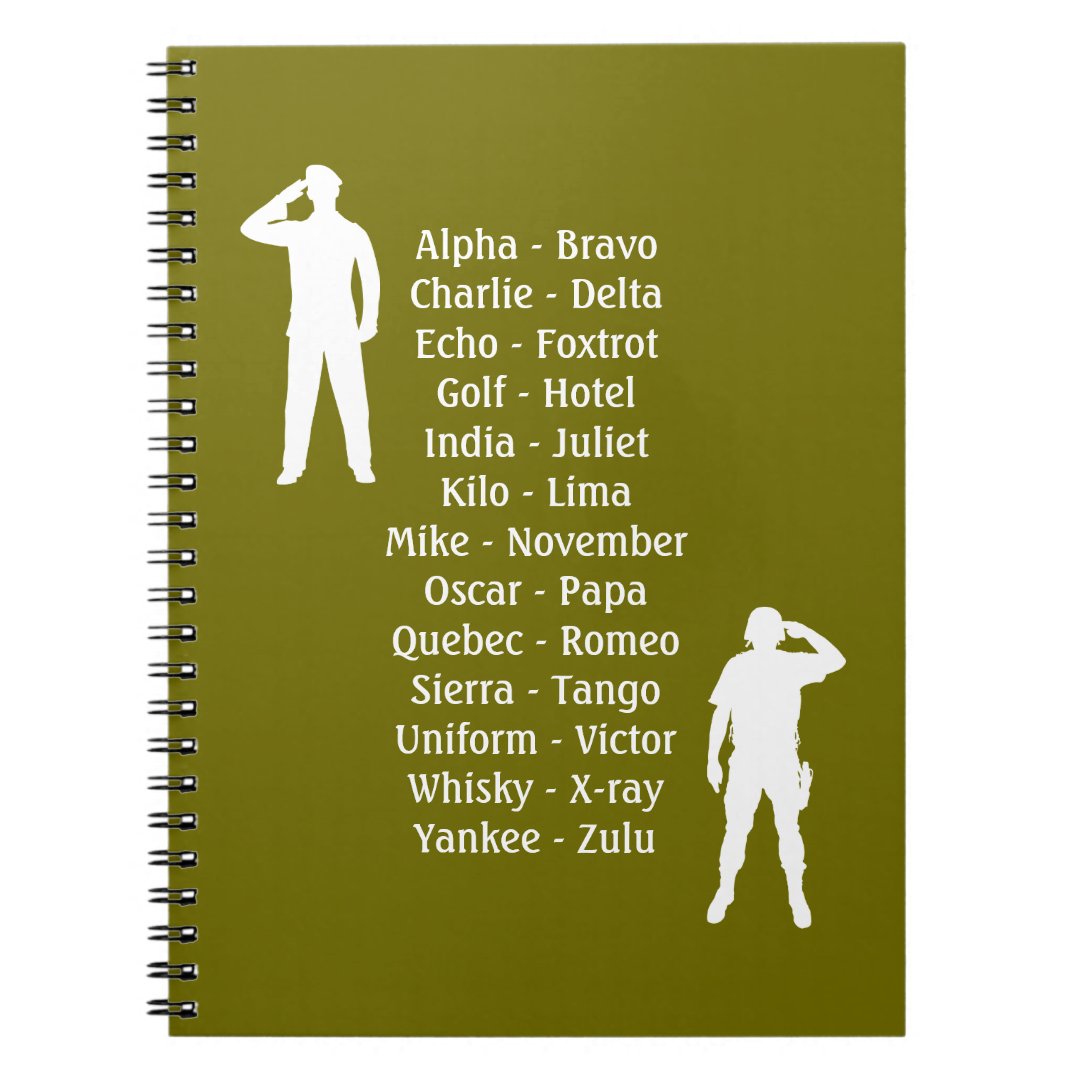 Army Soldier Phonetic Alphabet Cadet School Notebook | Zazzle