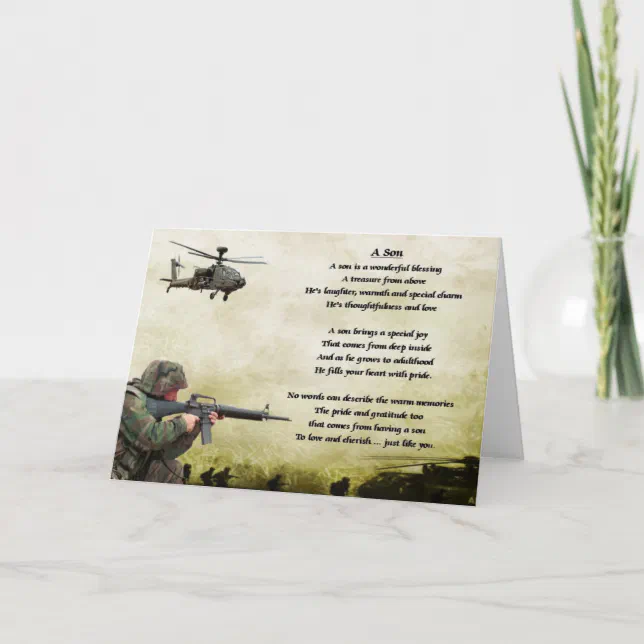 Army Soldier - Son Poem Card | Zazzle