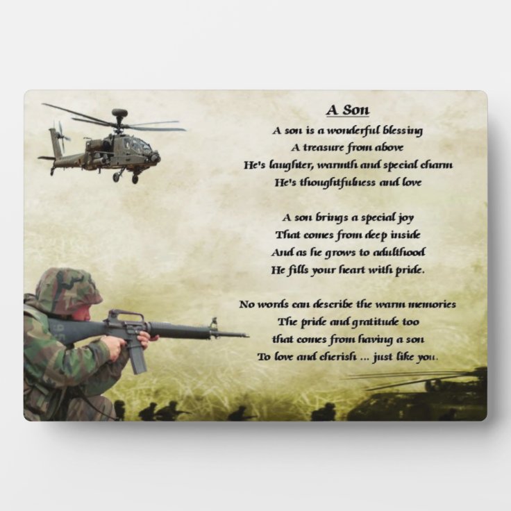 Army Soldier Son poem Plaque | Zazzle