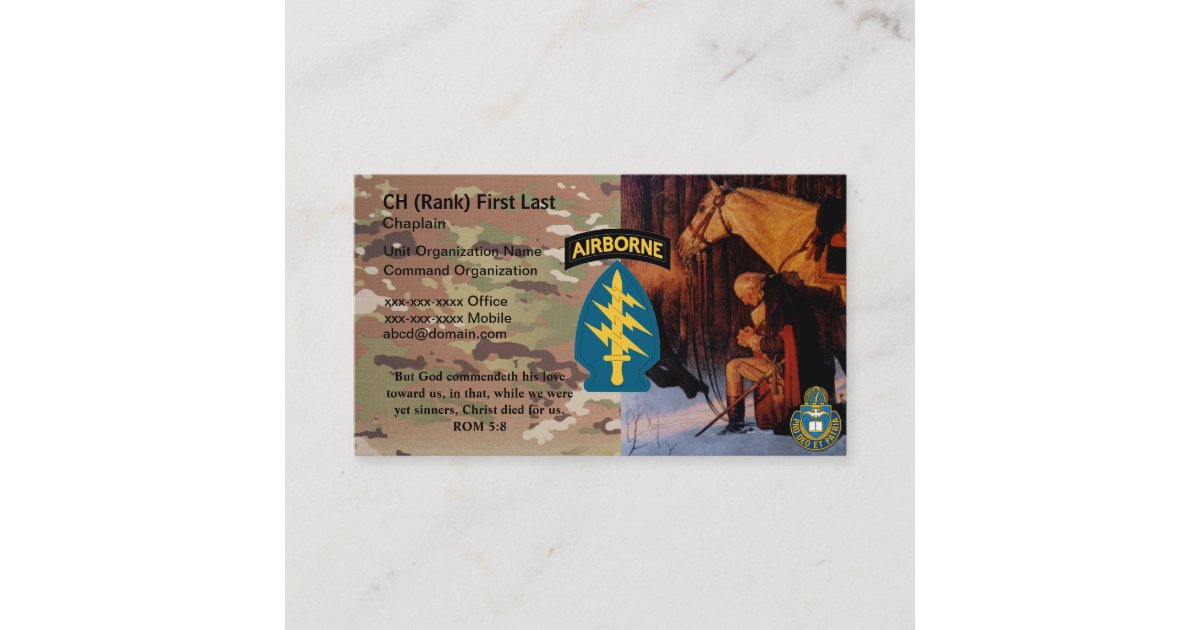 Army Special Forces Chaplain Business Card | Zazzle