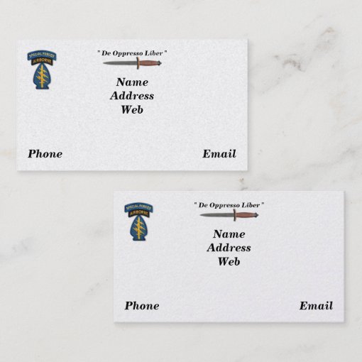 Army special forces green berets sf sfg sof vets business card | Zazzle