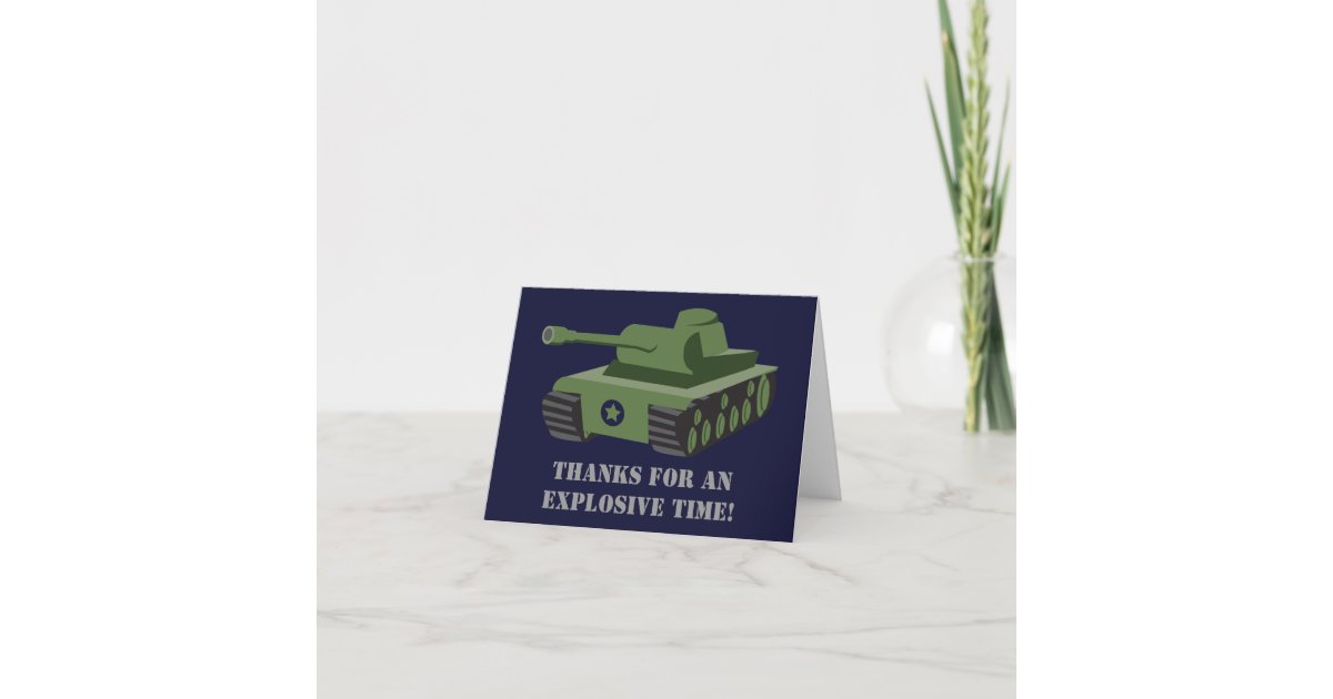 Army Tank Birthday Party Thank You Card | Zazzle