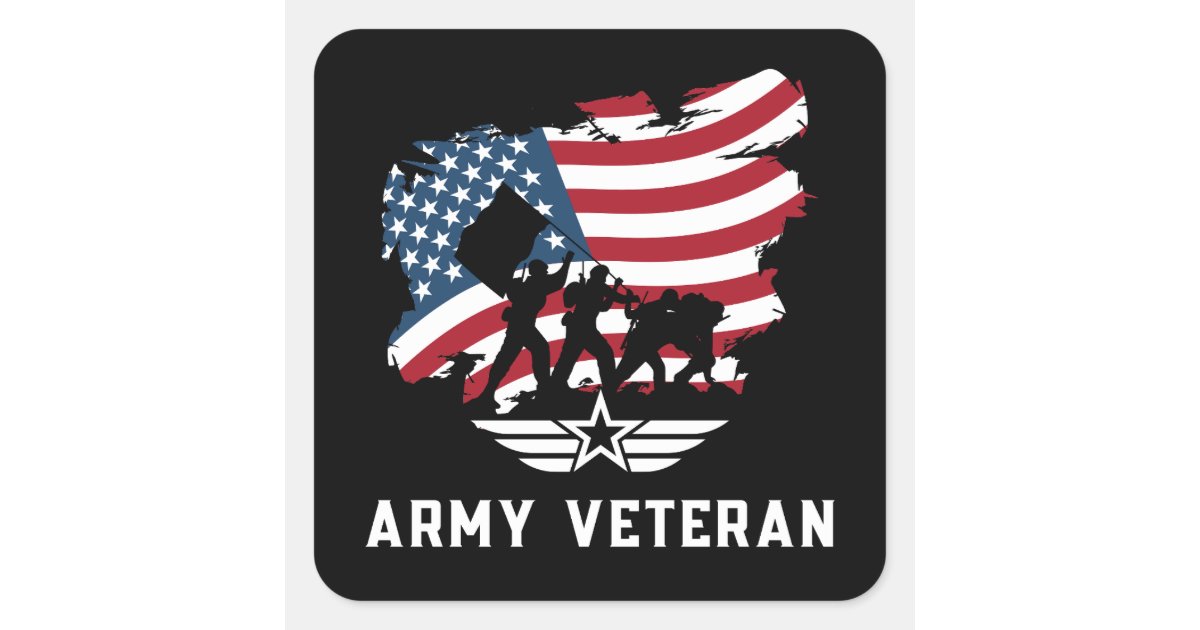 Army Veteran Square Sticker | Zazzle