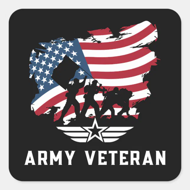 Army Veteran Square Sticker | Zazzle