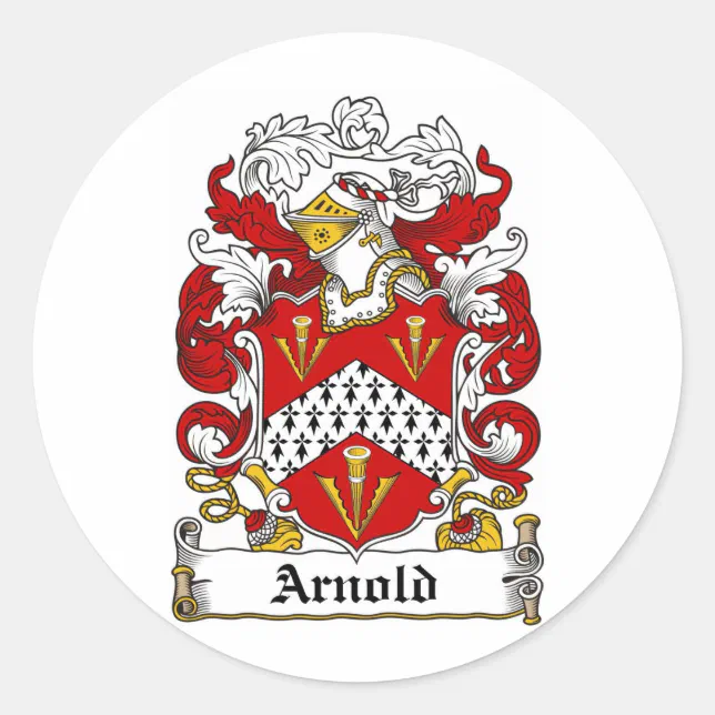 ARNOLD FAMILY CREST - ARNOLD COAT OF ARMS CLASSIC ROUND STICKER | Zazzle
