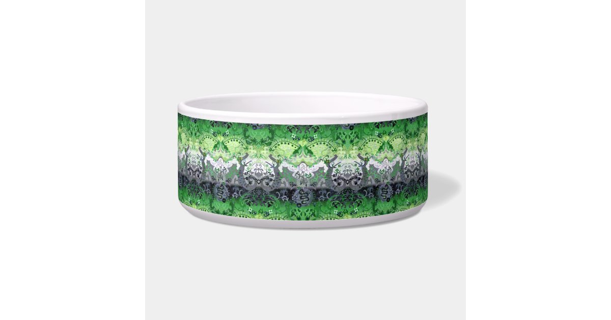 Aromantic Dragon Damask - Aro Pride Flag Colors Bowl | Zazzle