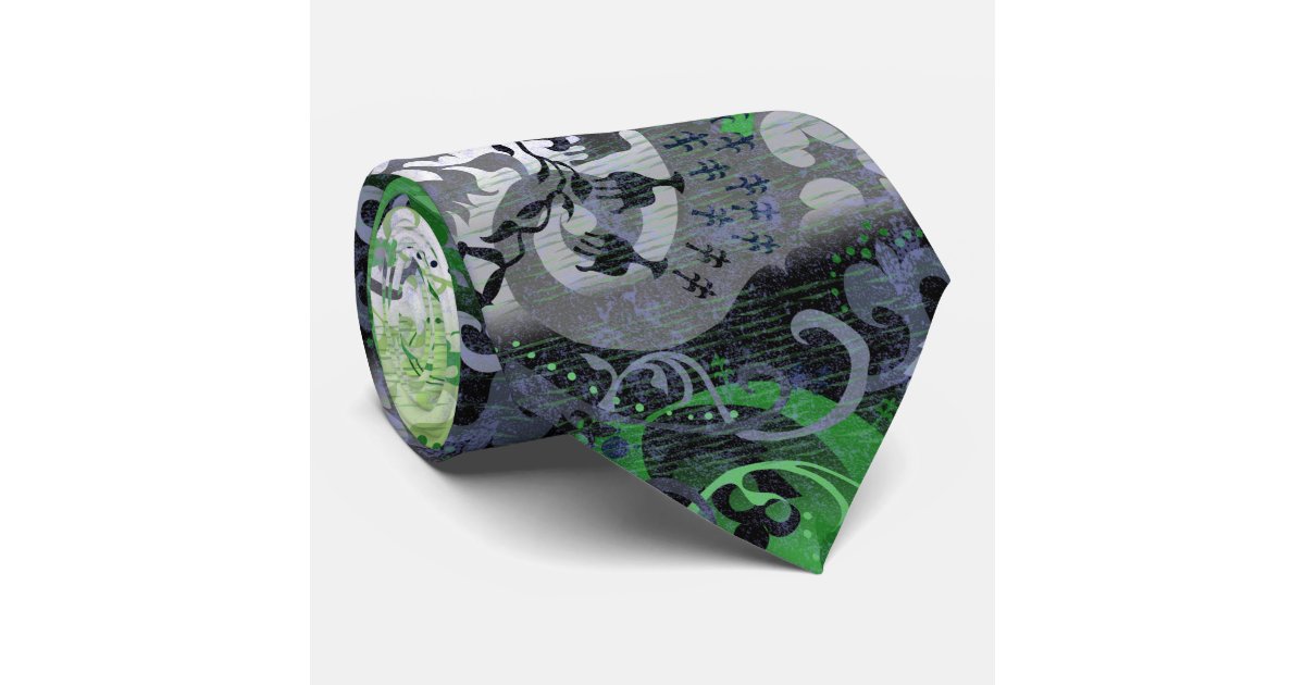 Aromantic Dragon Damask - Aro Pride Flag Colors Neck Tie | Zazzle