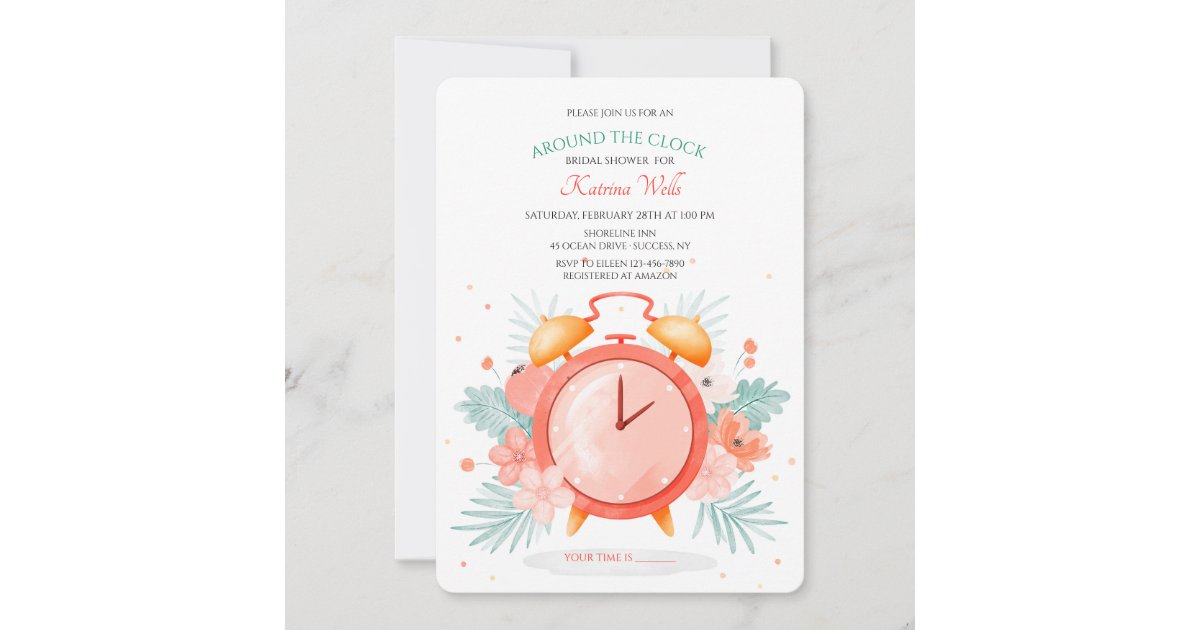 Around The Clock Bridal Shower Invitation | Zazzle