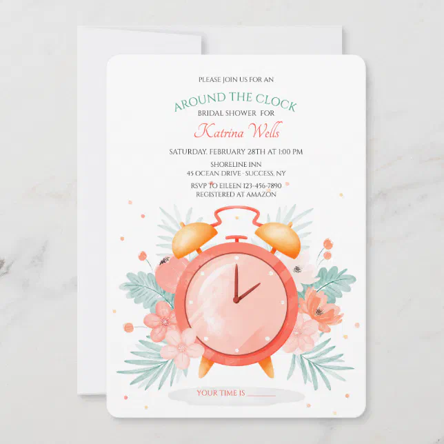 Around The Clock Bridal Shower Invitation | Zazzle