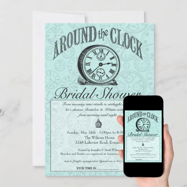 Around the Clock Bridal Shower Invitation | Zazzle